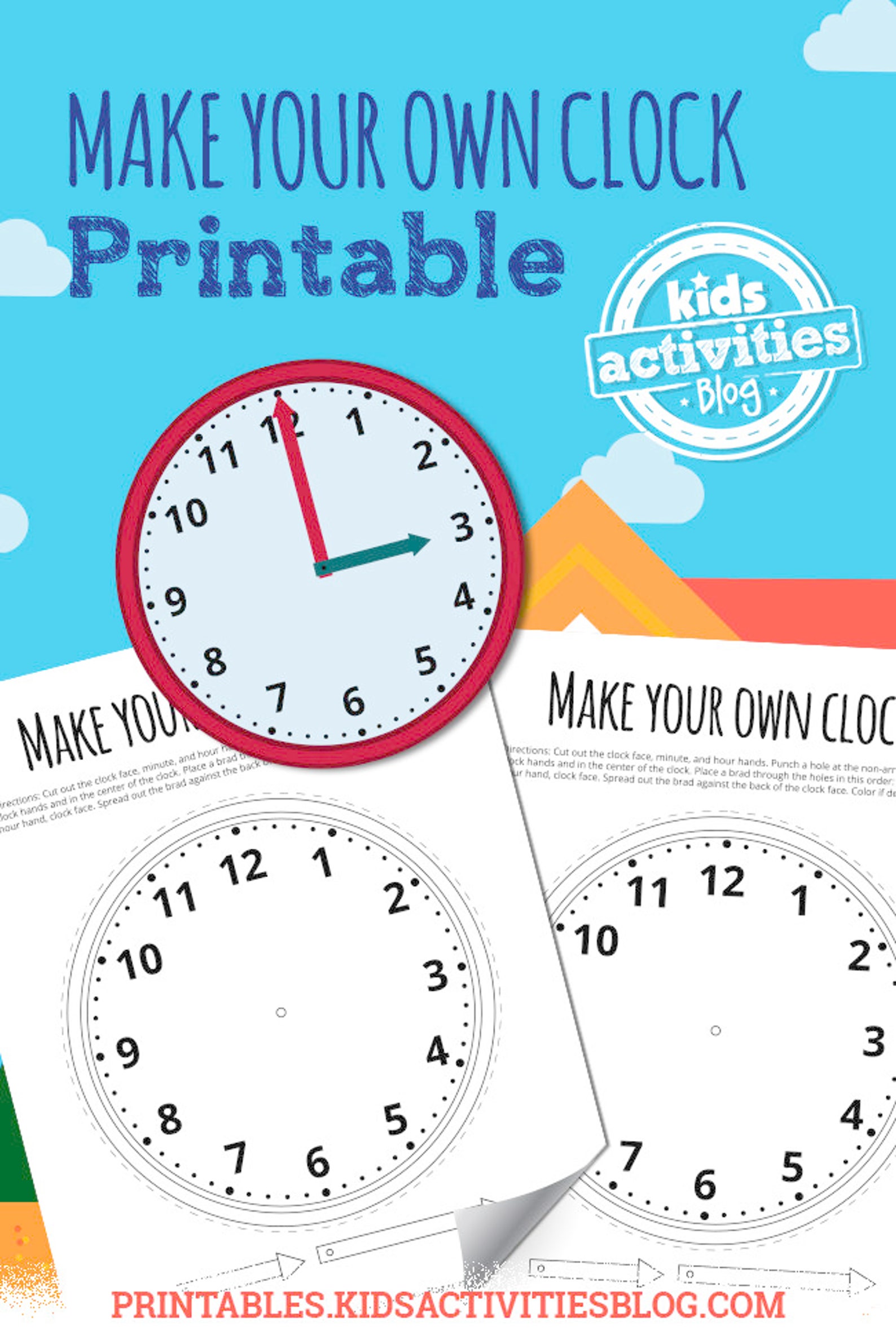 Make Your Own Clock Printable for Kids - Learn to Tell Time - Etsy
