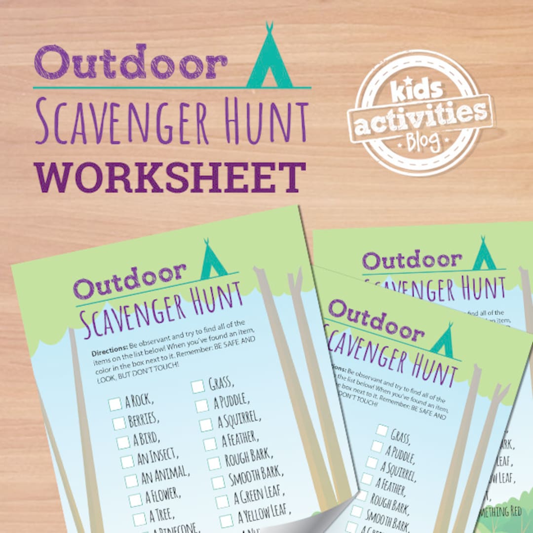 Outdoor Scavenger Hunt Printable Worksheet Activity - Etsy