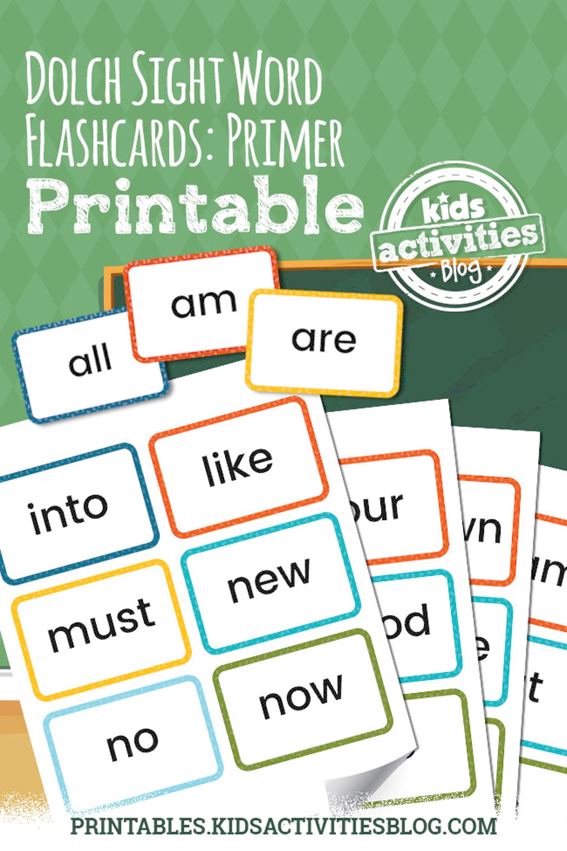 Dolch Sight Word Flashcards - Primer List - Preschool Printable Game - Etsy