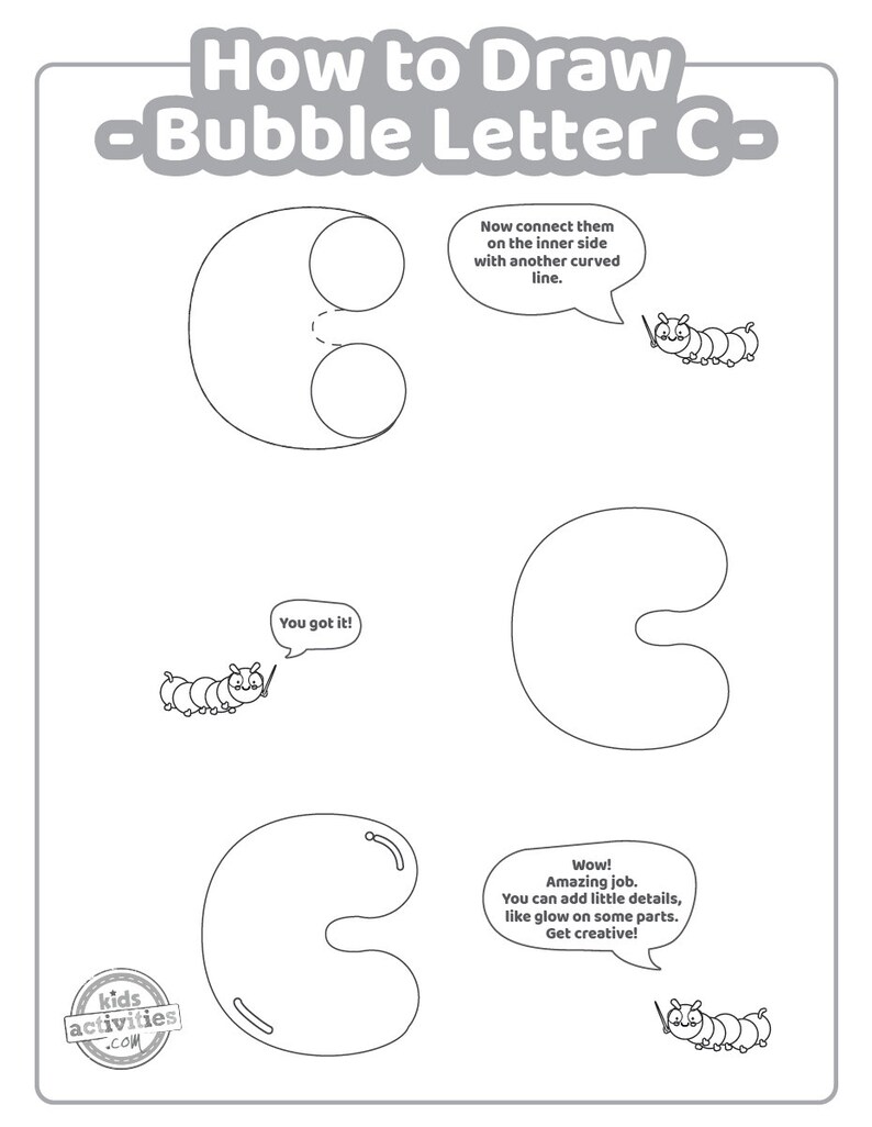 How to Draw Bubble Letters Alphabet - Etsy