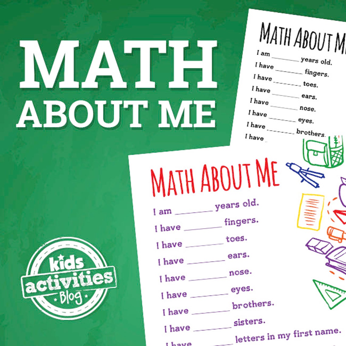 Math About Me Printable Worksheet - Etsy