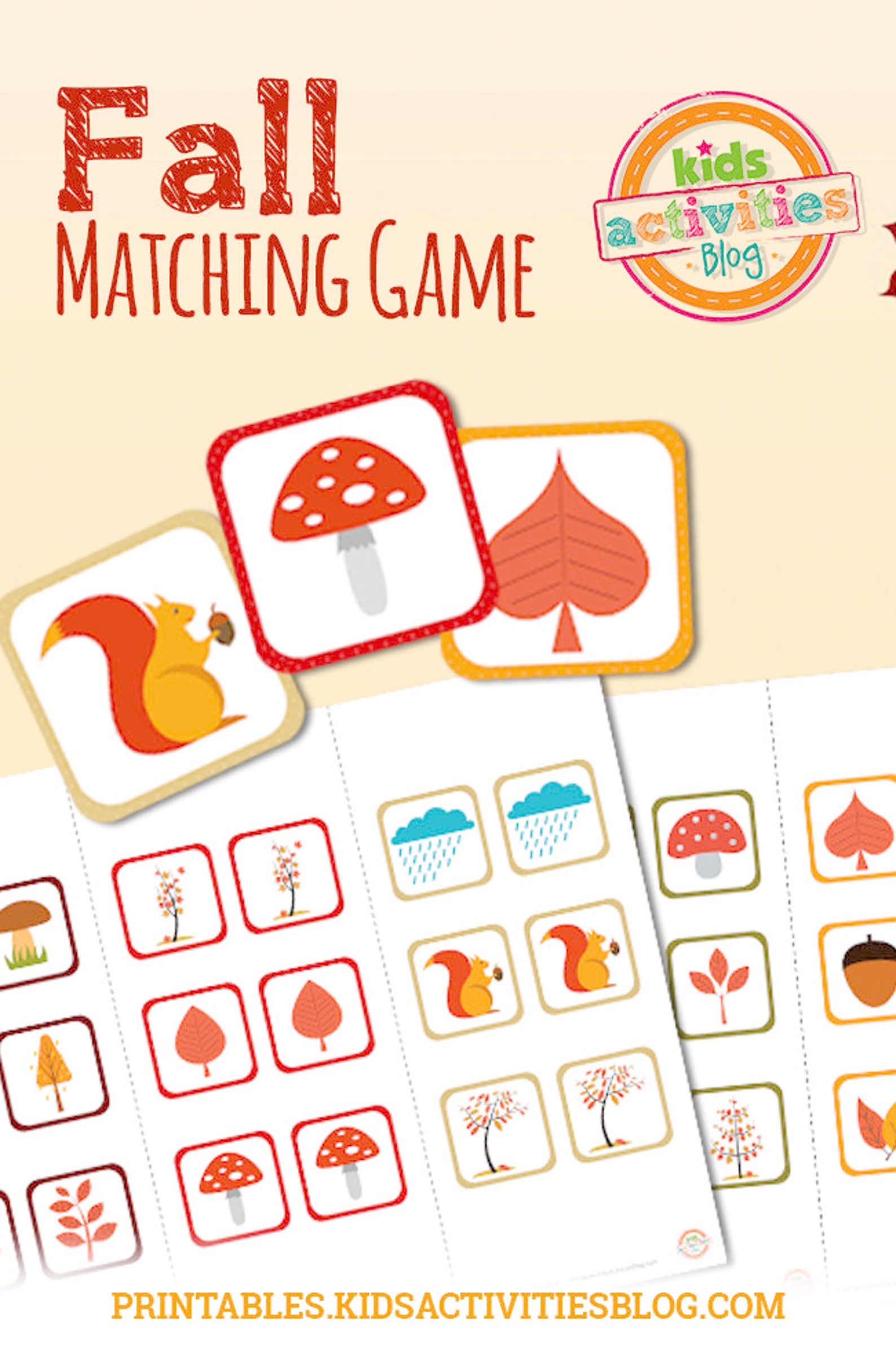 Fall Memory Match Printable Game for Preschoolers - Etsy