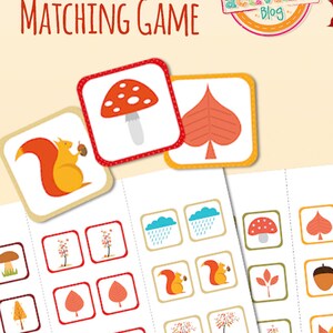 Fall Memory Match Printable Game for Preschoolers - Etsy