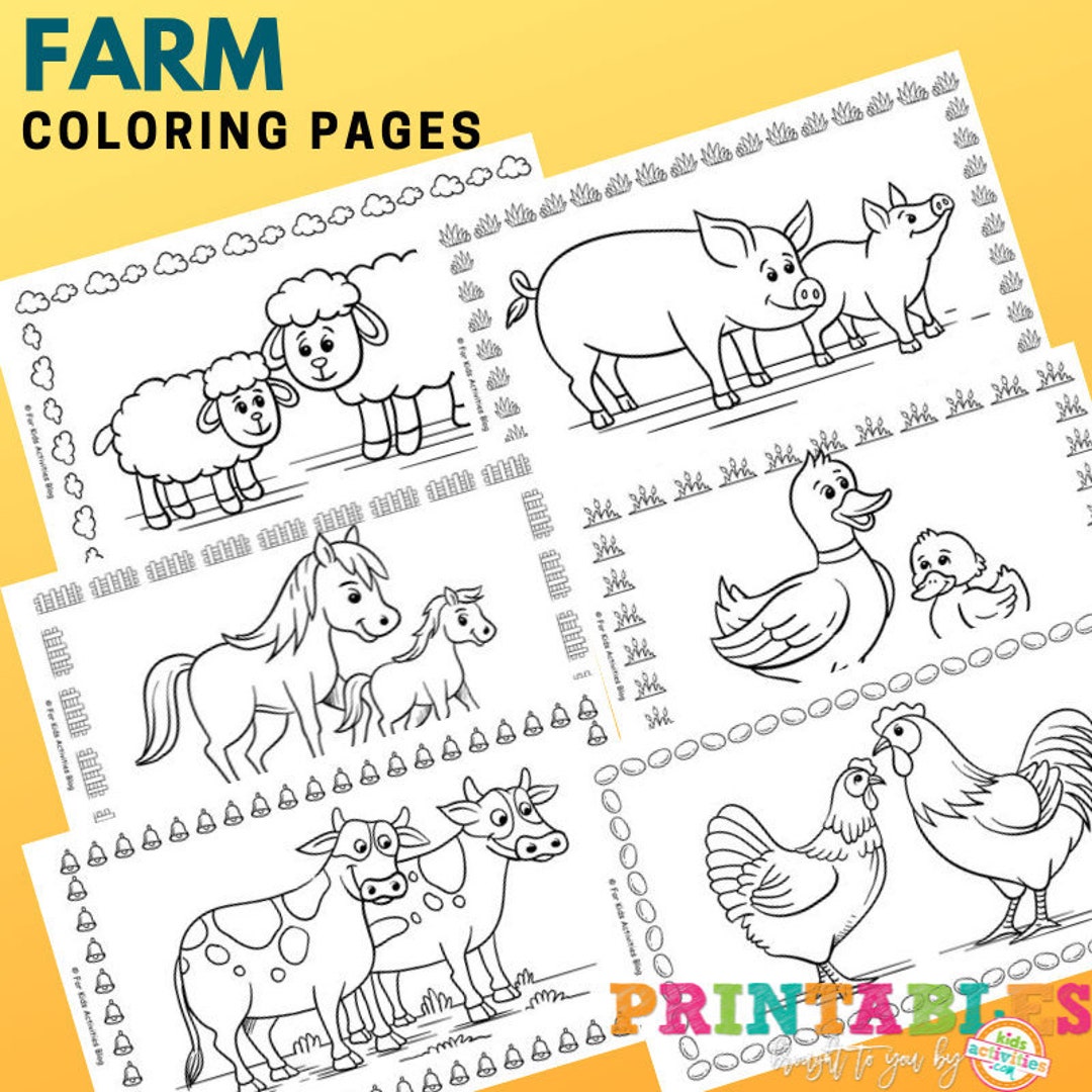 Farm Animal Coloring Pages - Etsy