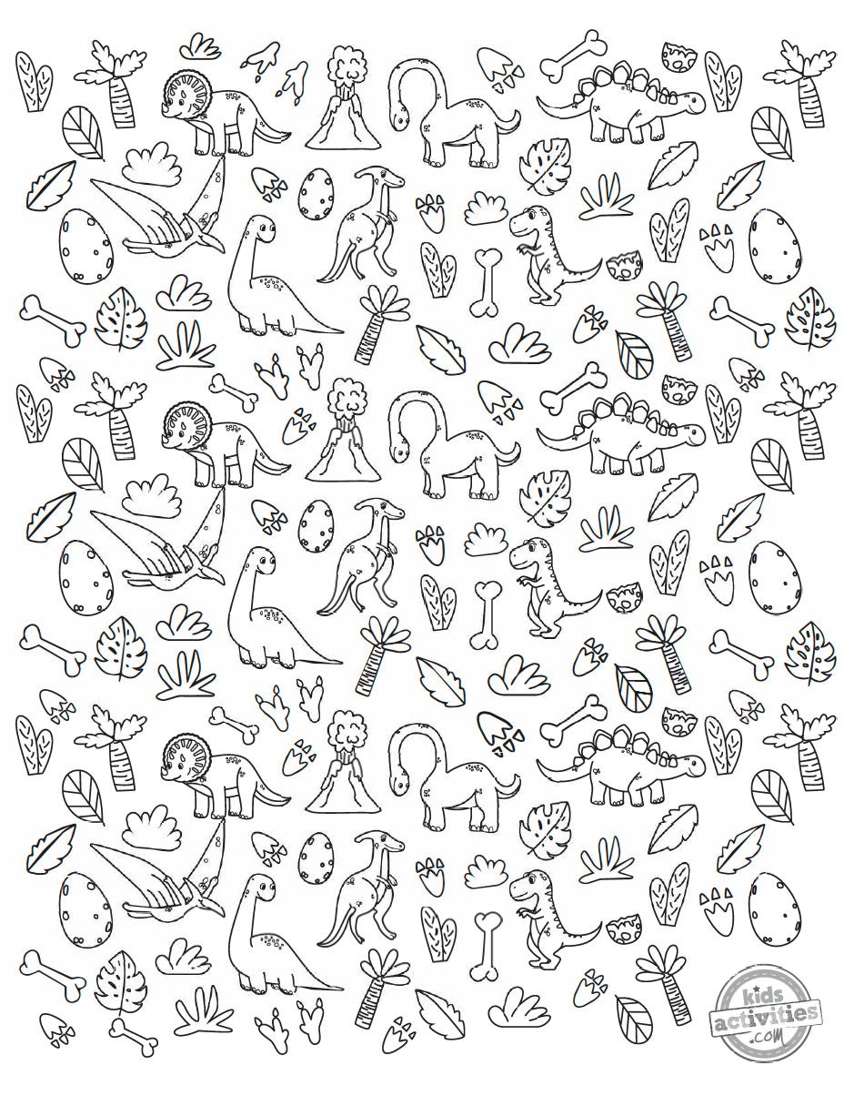 Dinosaur Coloring Pages Printable Pack - Etsy