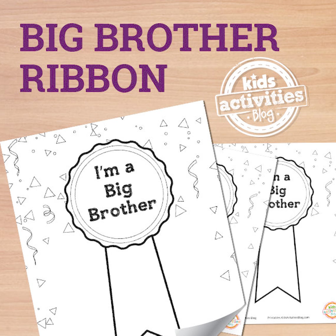 Big Brother Ribbon Printable in Color and Ready to Color - Etsy