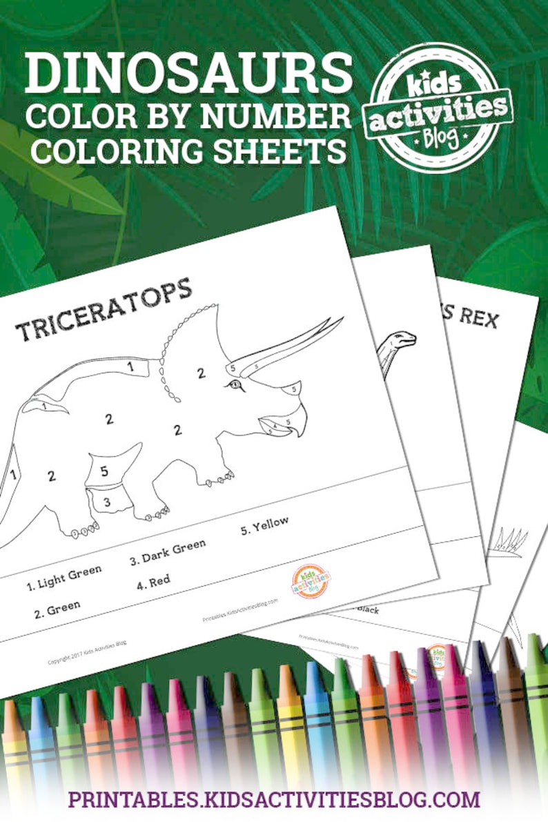 Dinosaur Color by Number Coloring Pages Sheets - Etsy