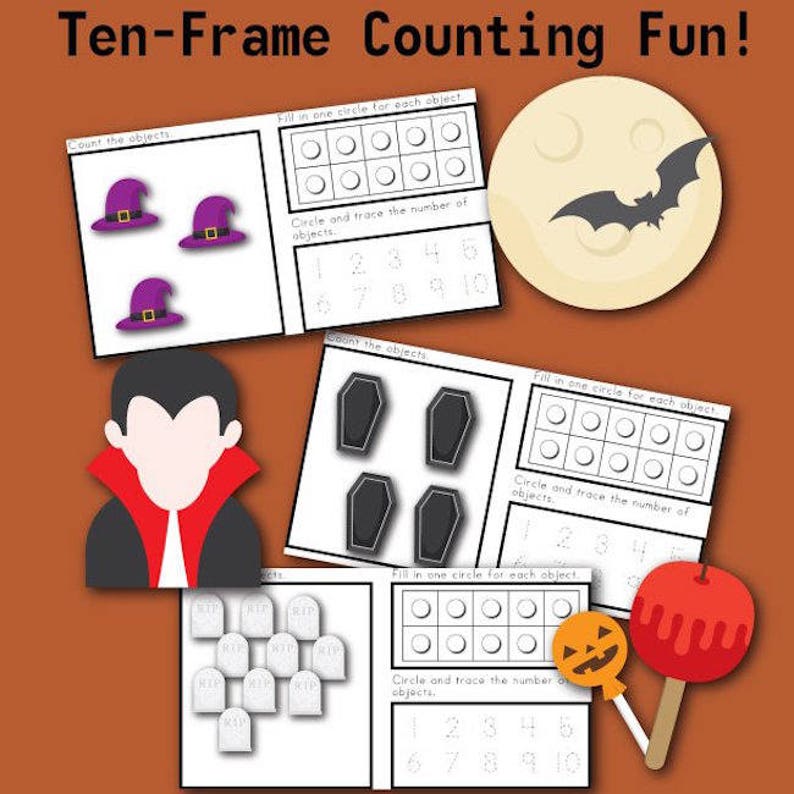 Halloween Ten Frame Counting Game for Kids - Etsy