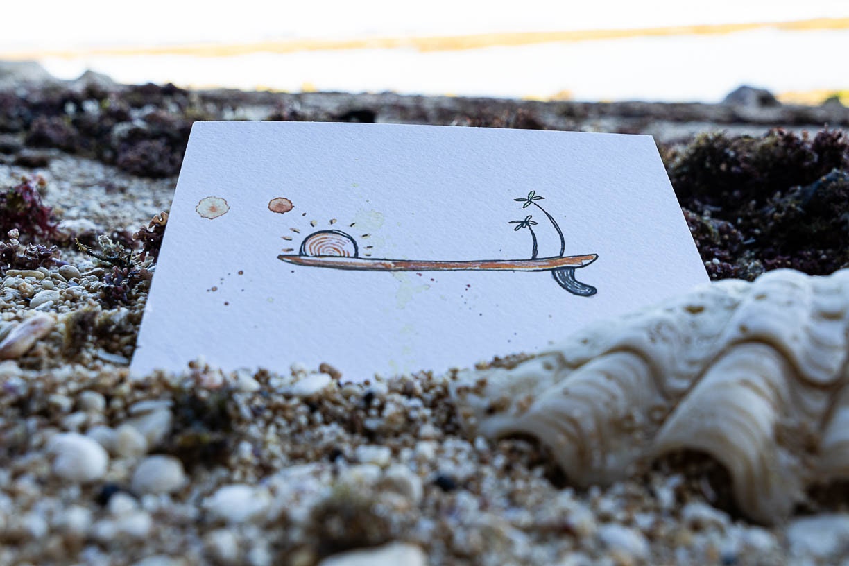 Watercolor Surfboard Card Travel Card - Etsy