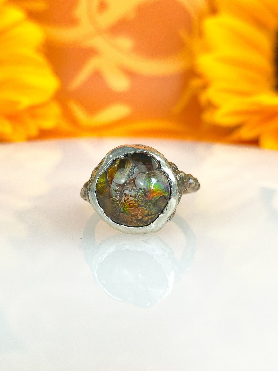 Fire Agate Silver Ring - Etsy
