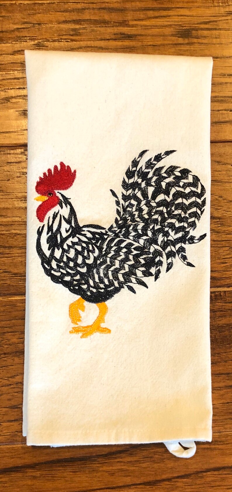Embroidered Tea Towel Kitchen Towel Rooster Tea Towel Hand | Etsy