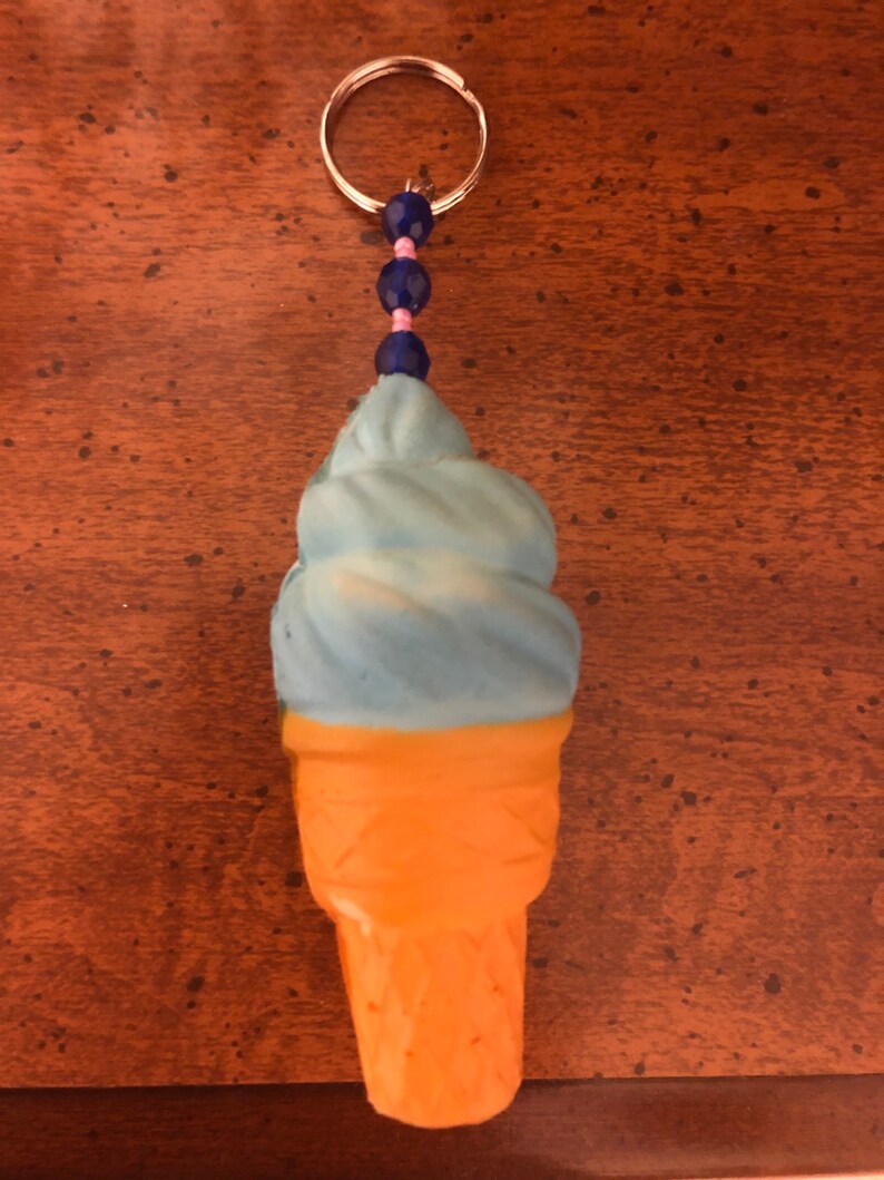 Blue Ice Cream Squishy Keychain - Etsy