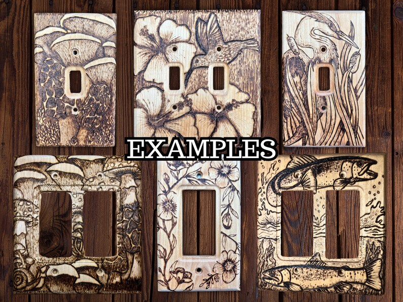 Custom Wooden Light Switch Cover: Wood Burning Art by Hand - Etsy