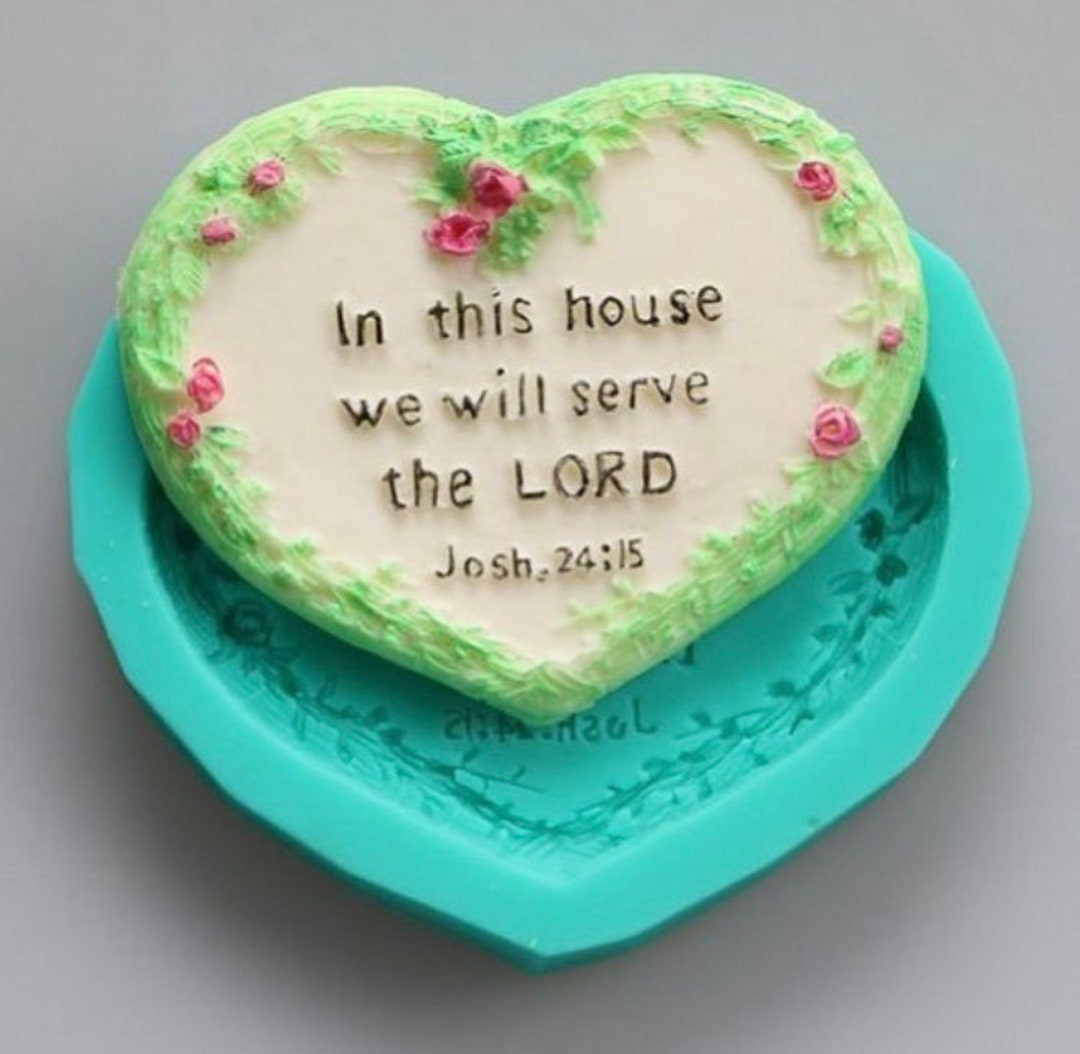 In This House Bible Verse Silicone Mold Fondant Sugarcraft, Heart Mold ...
