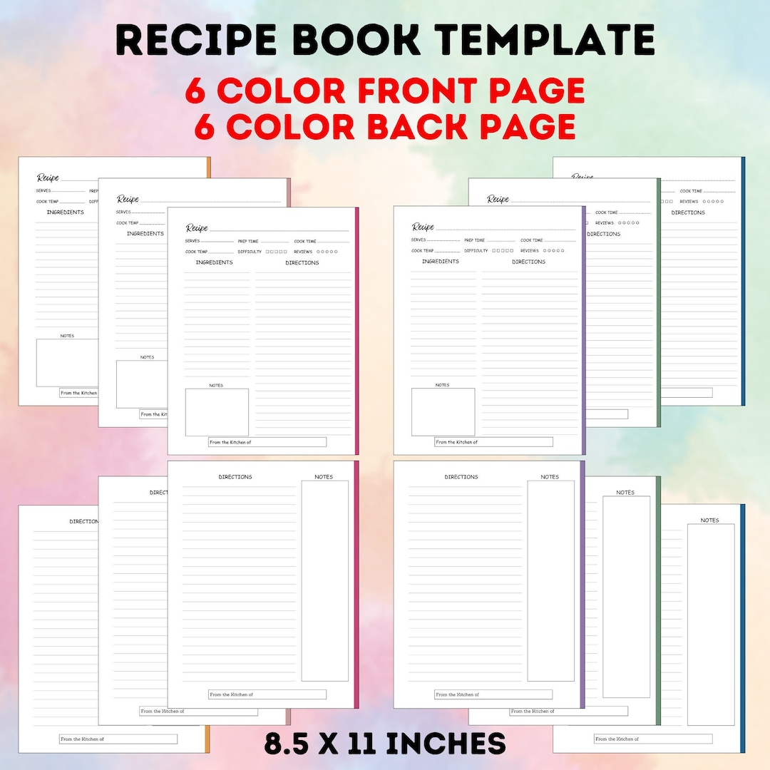 Printable Recipe Template, Instant Download, Kitchen Organization ...