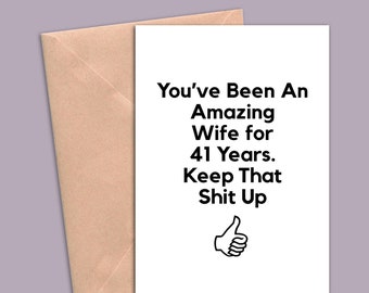 41st Anniversary Card 41st Anniversary Gift Forty One Year - Etsy