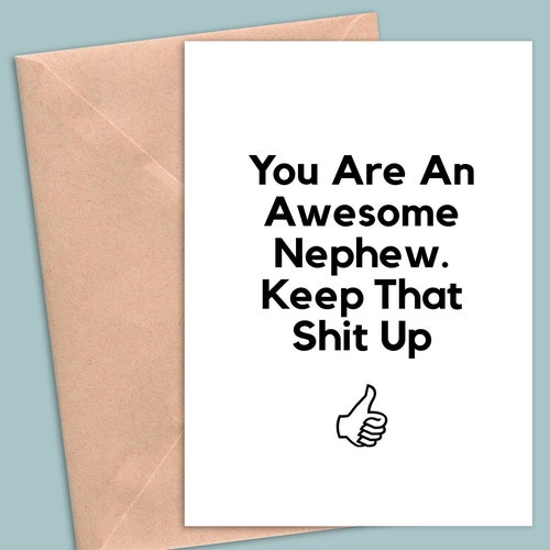 Funny Nephew Greeting Card Nephew Birthday Card Nephew Gift | Etsy