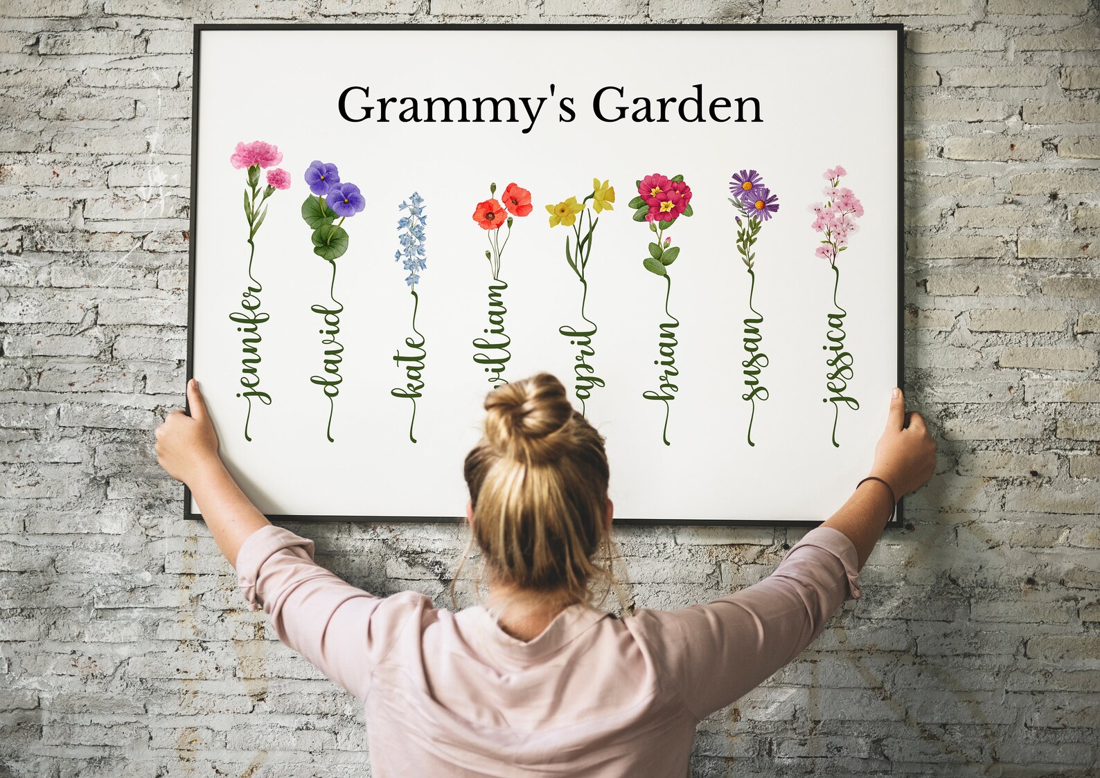 Grammy's Garden Personalized Art Print, Birth Month Flowers With ...