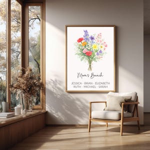 Personalized Birth Flower Garden Print, Mom Gift With Kids Names - Etsy