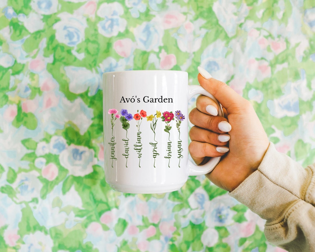 Avó's Garden Birth Month Flower Gift, Personalized Gift for Avó, Floral ...