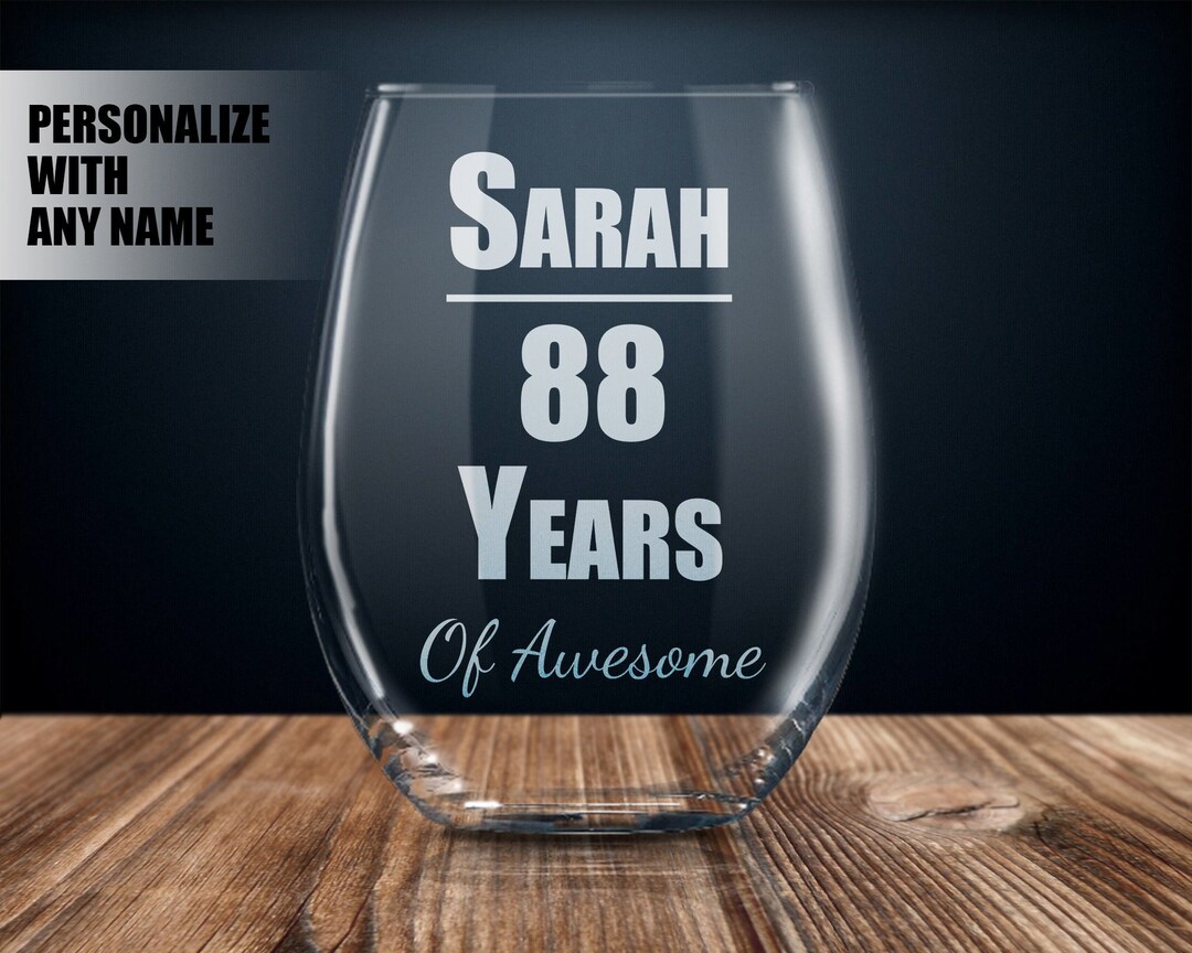 Personalized 88th Birthday Gift, 88th Birthday Wine Glass, 88th ...