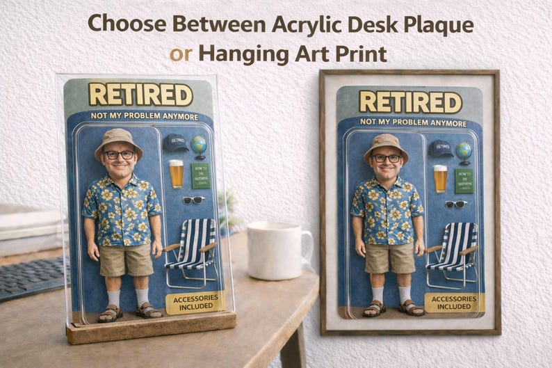 Personalized Retirement Action Figure Portrait, Custom Photo Gift ...