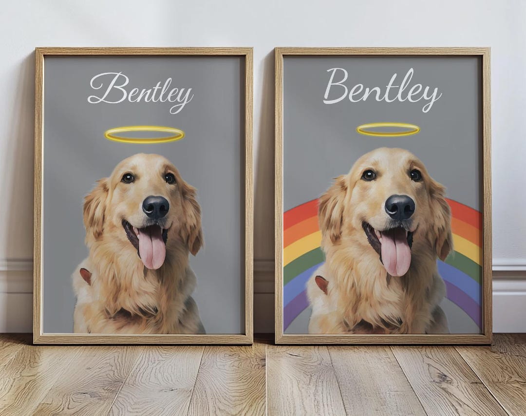 Rainbow Bridge Tribute Pet Memorial Portrait Gift for Loss Sympathy ...