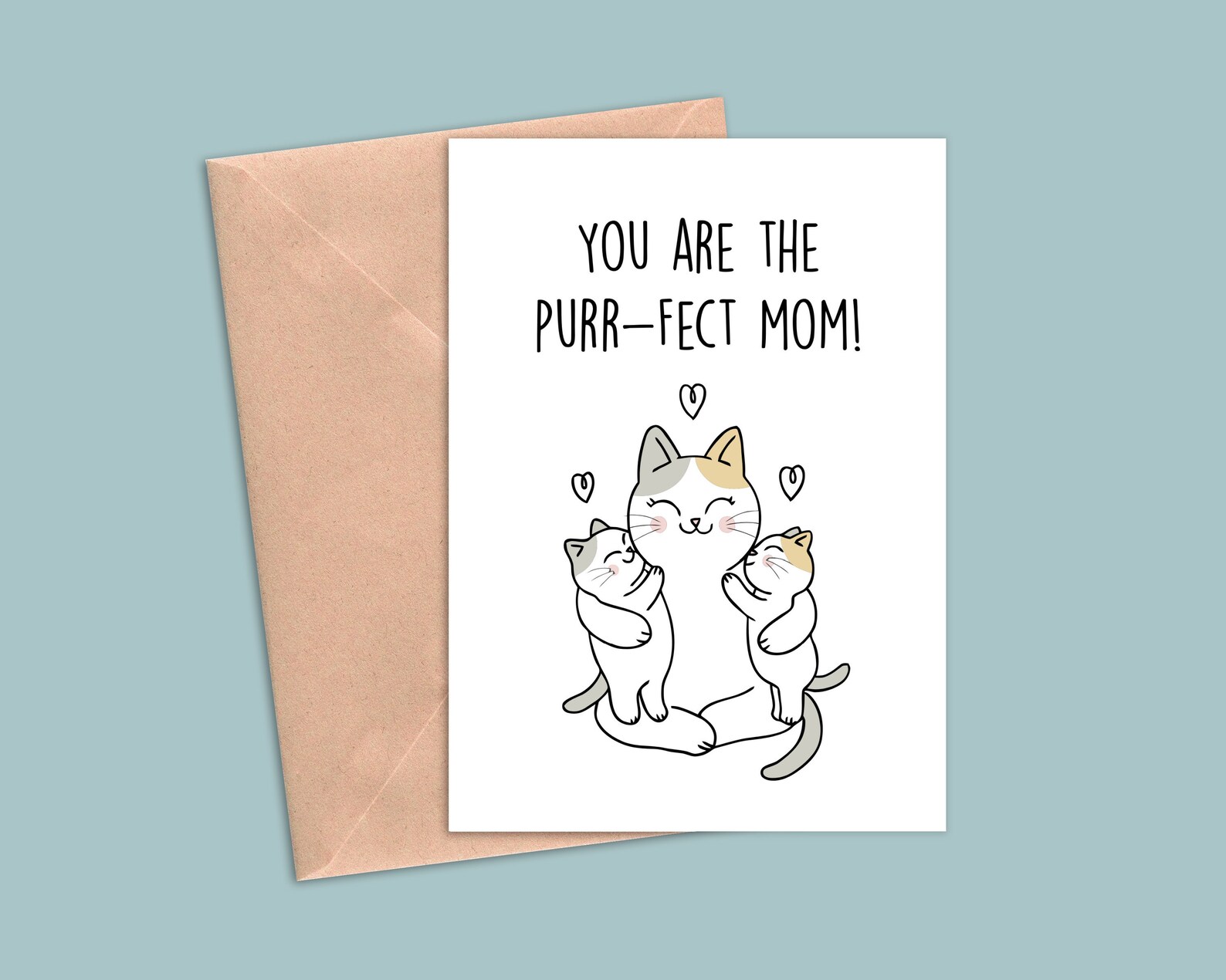 Mom Card Card for Mom Cute Cat Pun Card Mothers Day Card | Etsy