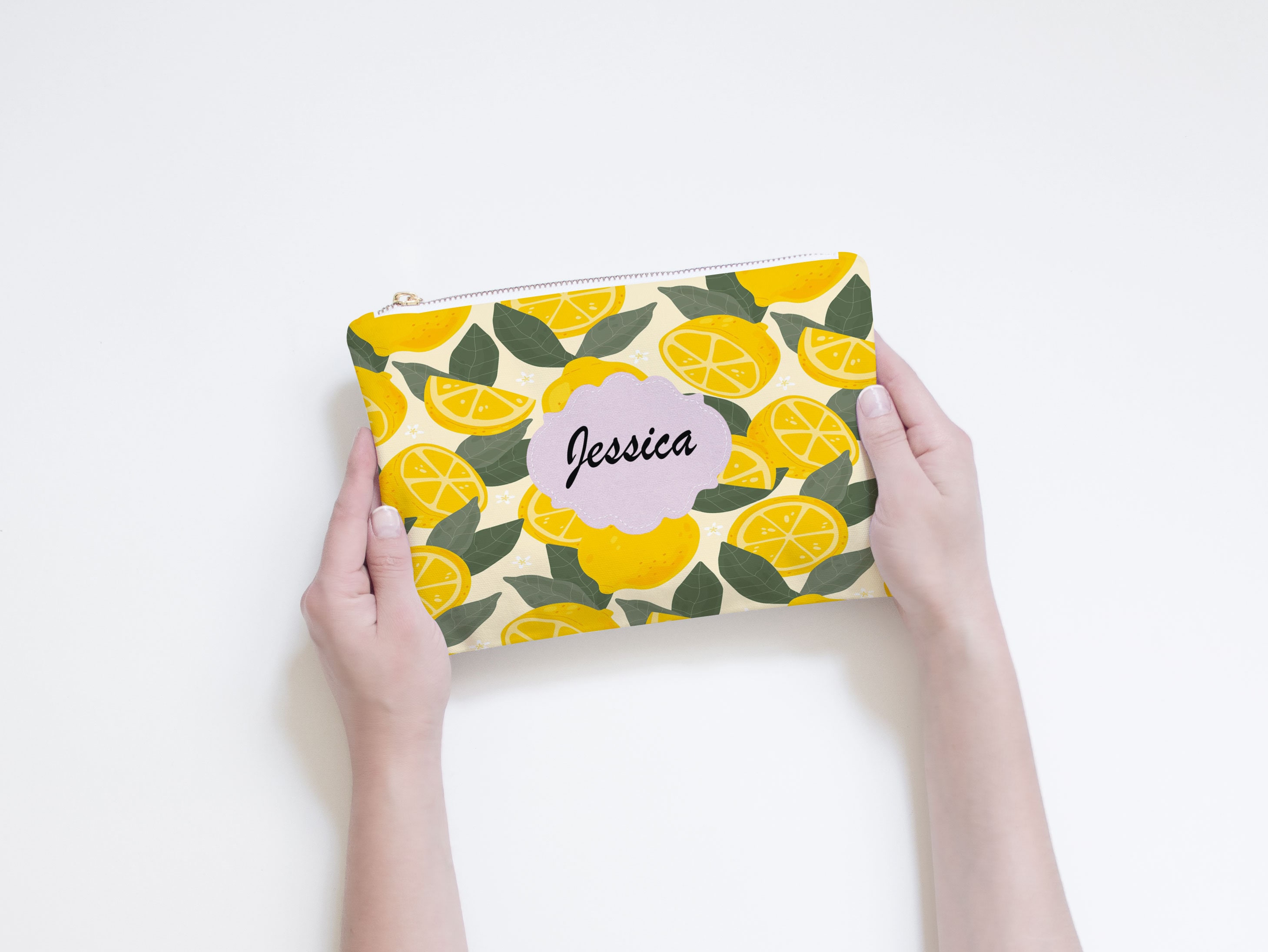 Personalized Makeup Bag Lemon Citrus Cosmetic Pouch Makeup | Etsy