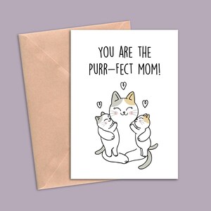 Mom Card, Card for Mom, Cute Cat Pun Card, Mothers Day Card From ...