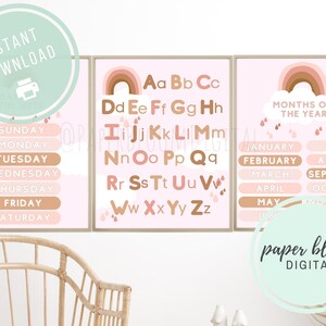 Boho Classroom Poster Rainbow Theme Chart | Set of 3 Kindergarten ...