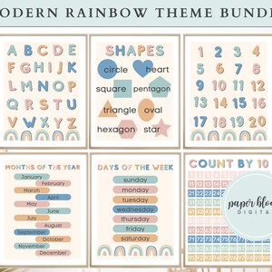 Rainbow Classroom Theme Educational Printable Bundle | Pre-k Boho Class ...