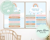 Days of the Week Months of the Year Set of 2 Rainbow - Etsy