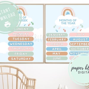 Days of the Week Months of the Year Set of 2 Rainbow Printables ...
