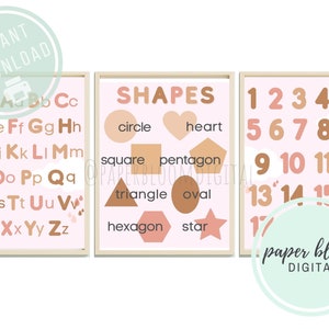 Set of 3 Kindergarten Educational Rainbow Theme Classroom Posters ...