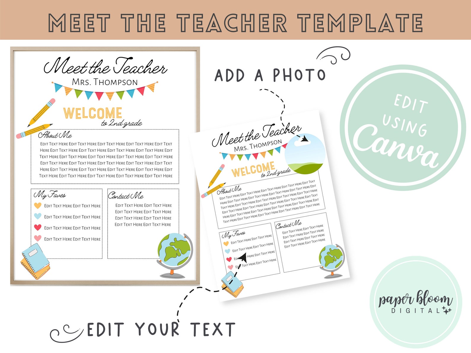 Meet the Teacher Template Personalized Editable Template for Back to ...