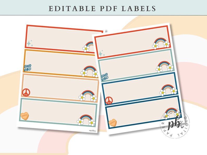 Retro Boho Classroom Labels, Editable Classroom Labels, Groovy ...