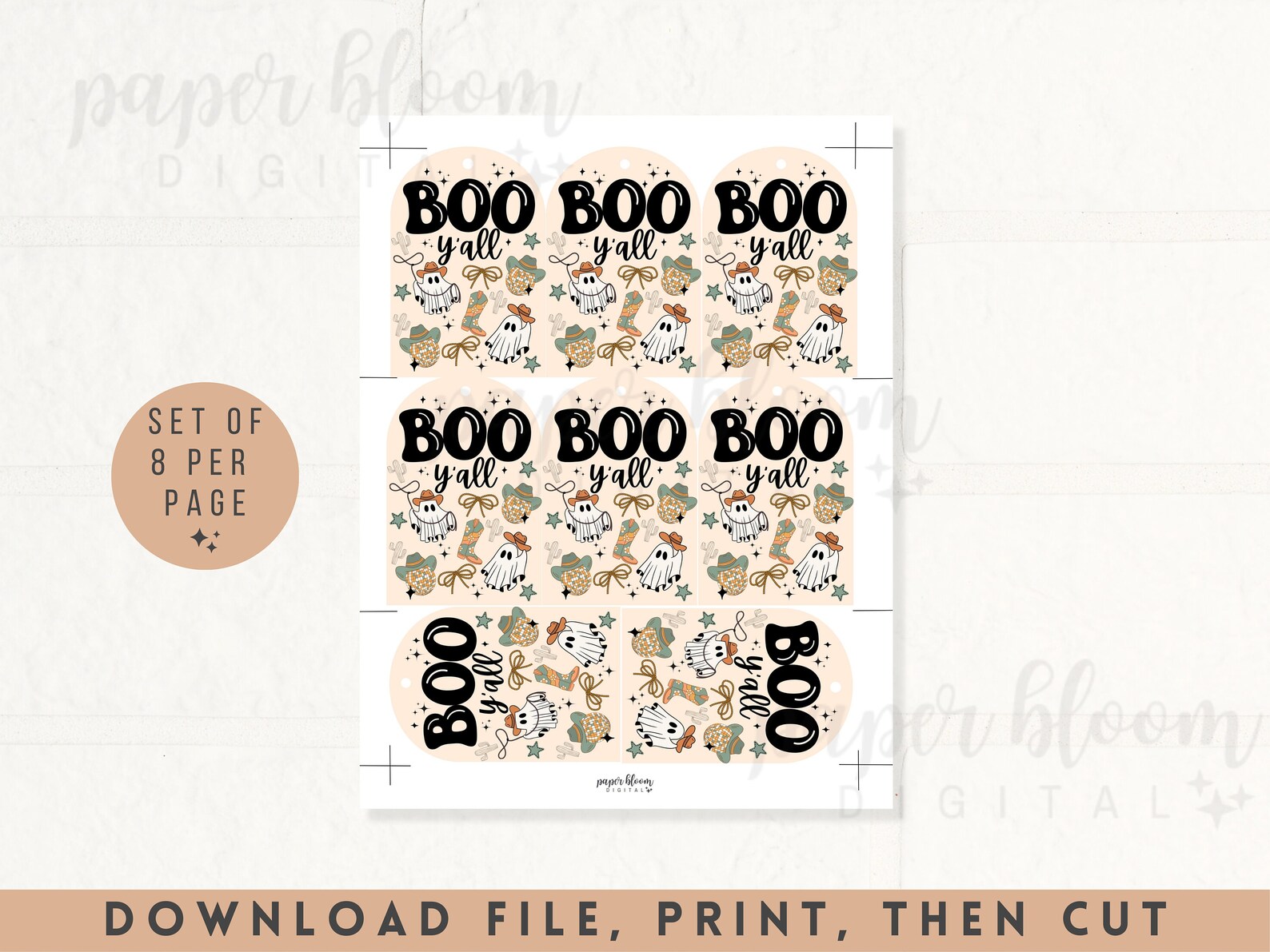 Boo Yall Western Ghost Gift Tags Southern Fall Festival Cowgirl and ...
