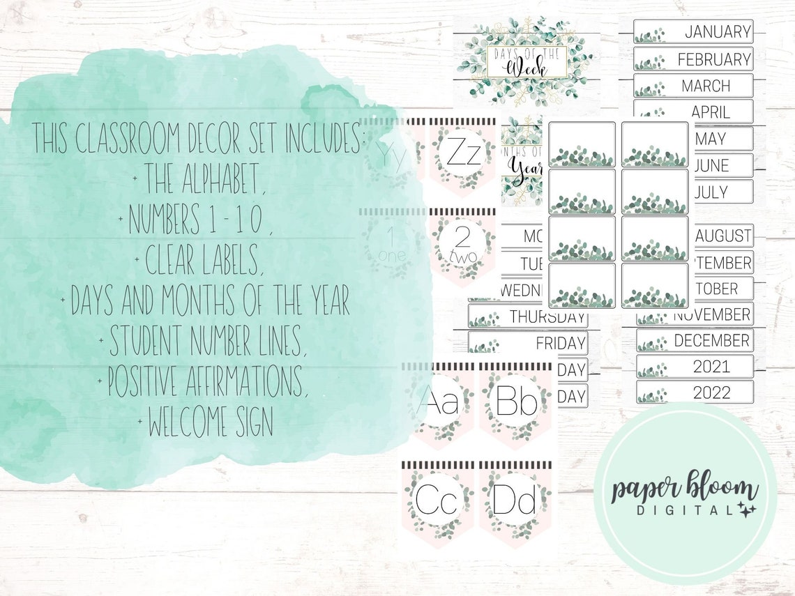 Modern Farmhouse Theme Classroom Decor Set, Number Line Printable ...