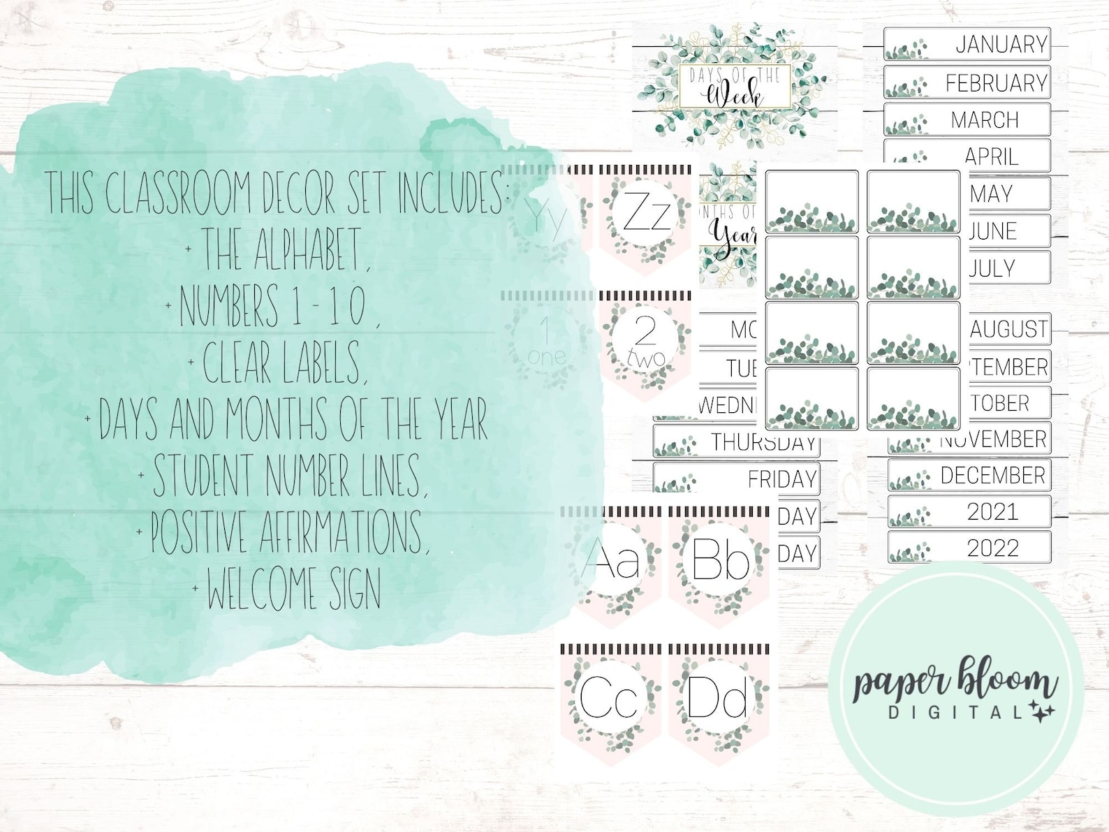 Modern Farmhouse Theme Classroom Decor Set, Number Line Printable ...