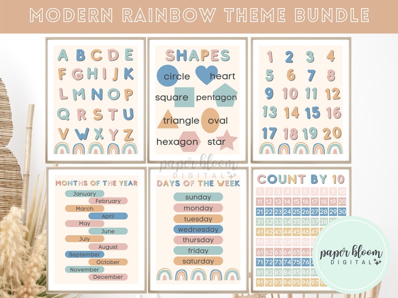 Rainbow Classroom Theme Educational Printable Bundle Pre-k - Etsy