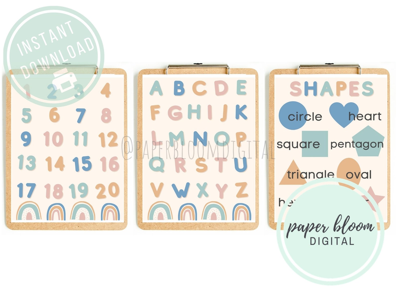 Rainbow Classroom Theme Educational Printables Set of 3 - Etsy