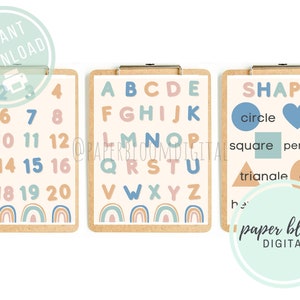 Rainbow Classroom Theme Educational Printables Set of 3 | Pre-k Boho ...