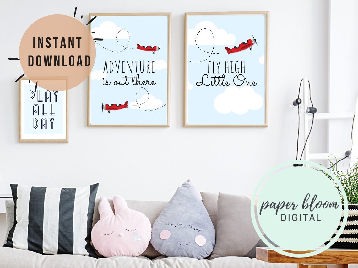 Adventure is Out There Art Print Airplanes Set of 2 | Outdoors Wall Art ...