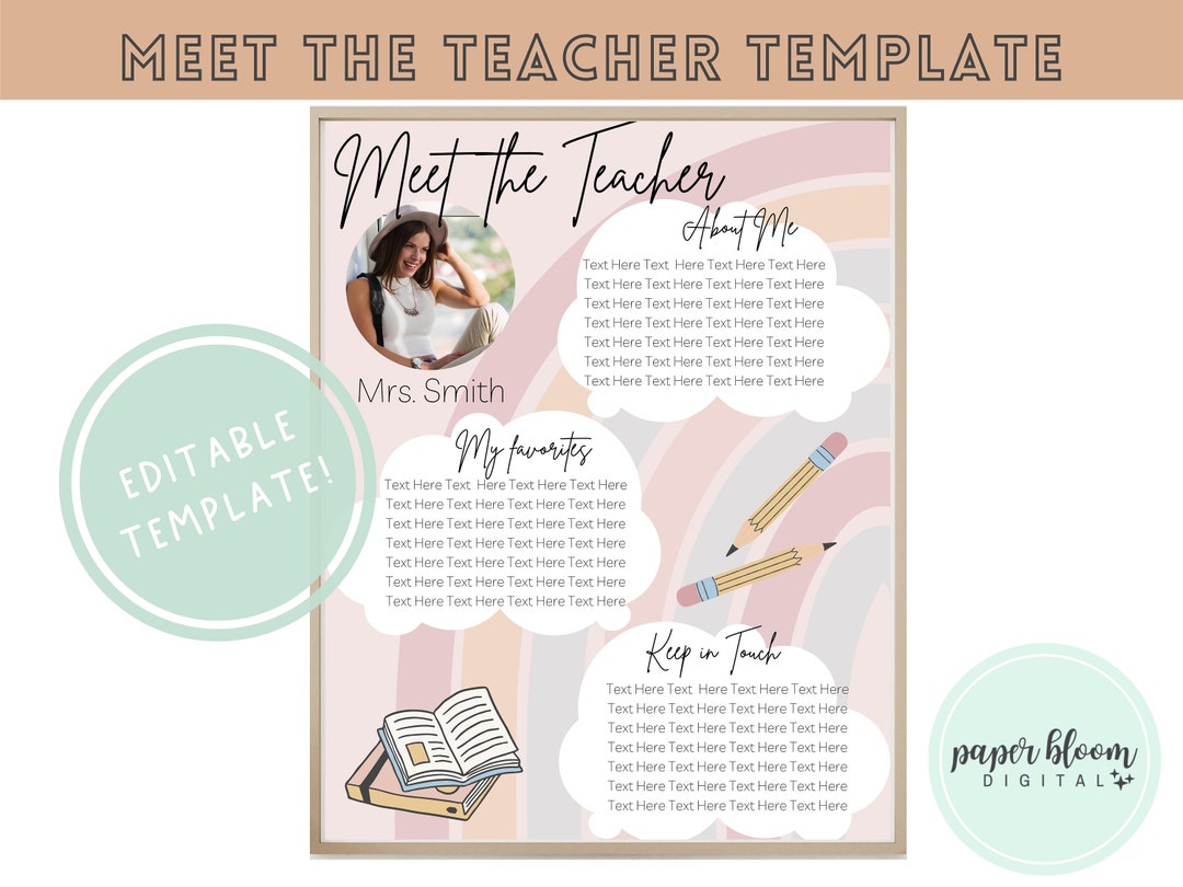 Meet the Teacher Template Modern Rainbow Theme Personalized - Etsy