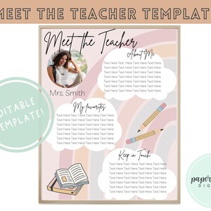 Meet the Teacher Template Modern Rainbow Theme Personalized - Etsy