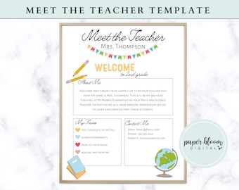 Meet the Teacher Template Personalized Editable Template for Back to ...