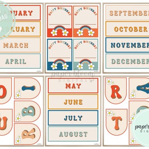 Retro Theme Classroom Birthday Chart | Printable Birthday Classroom Set ...