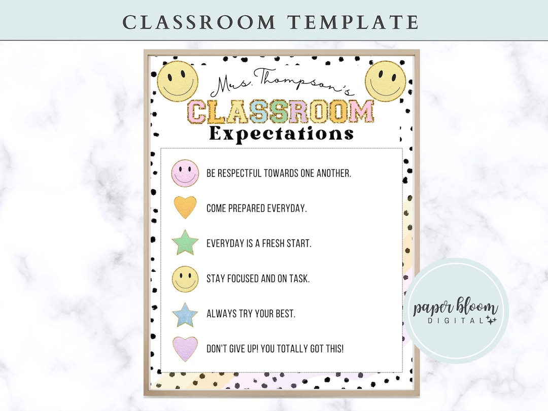 Classroom Expectations Template | Editable Teacher Templates Back to ...