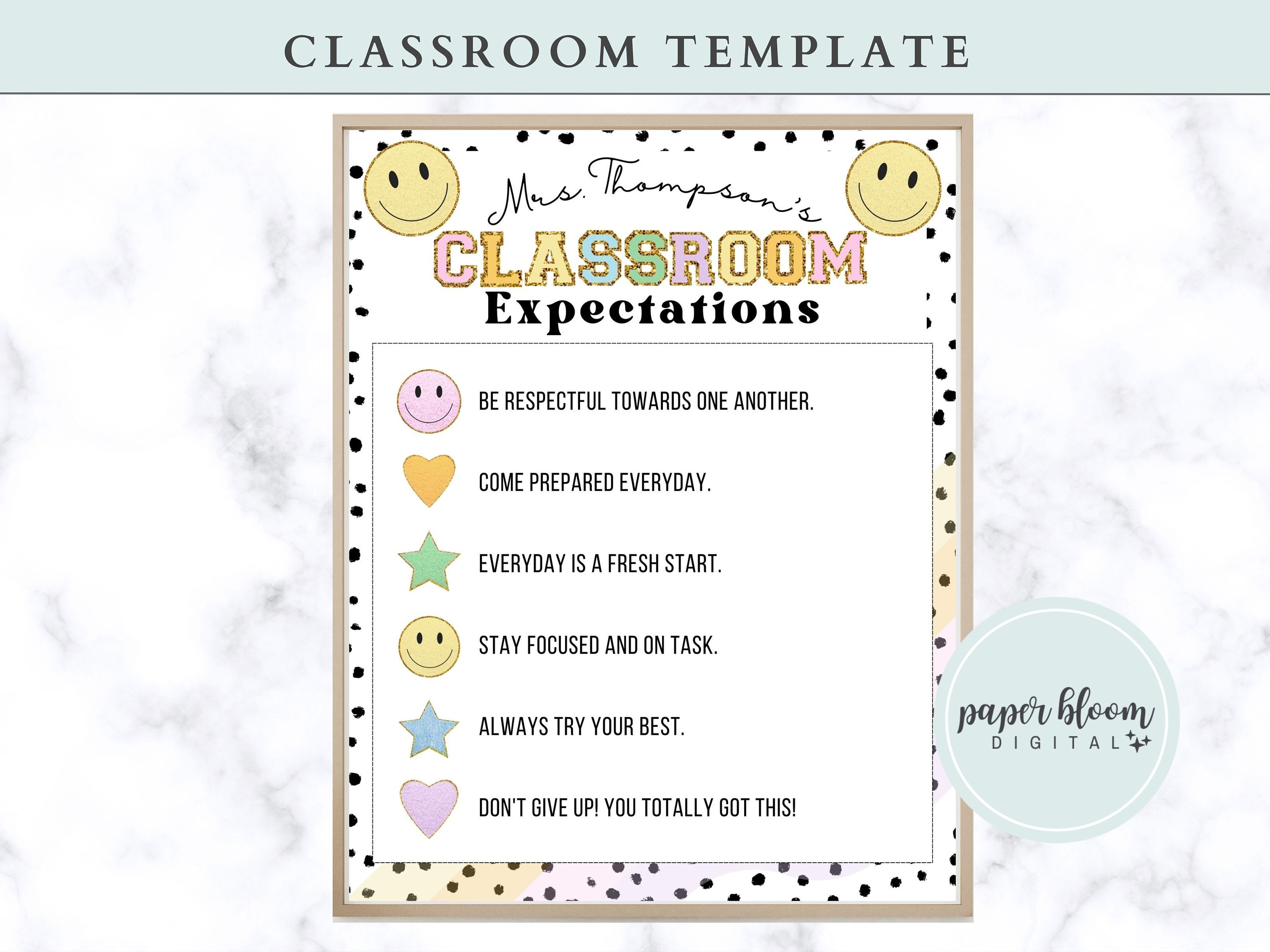 Classroom Expectations Template | Editable Teacher Templates Back to ...